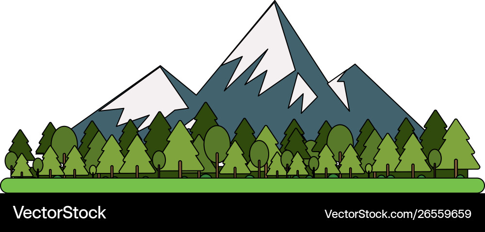 Mountains nature oudoor scene cartoon Royalty Free Vector