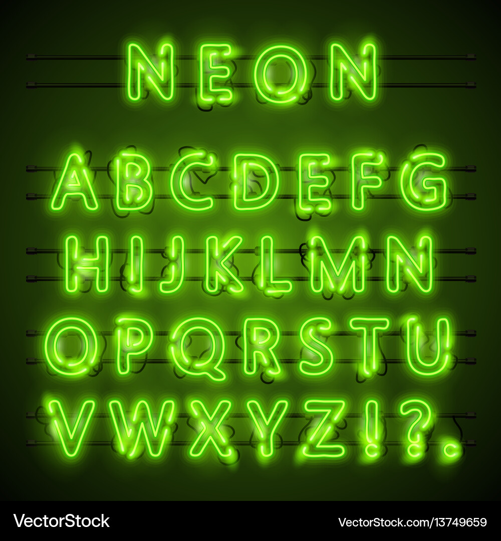 Neon City Lights Font Royalty Free Vector Image