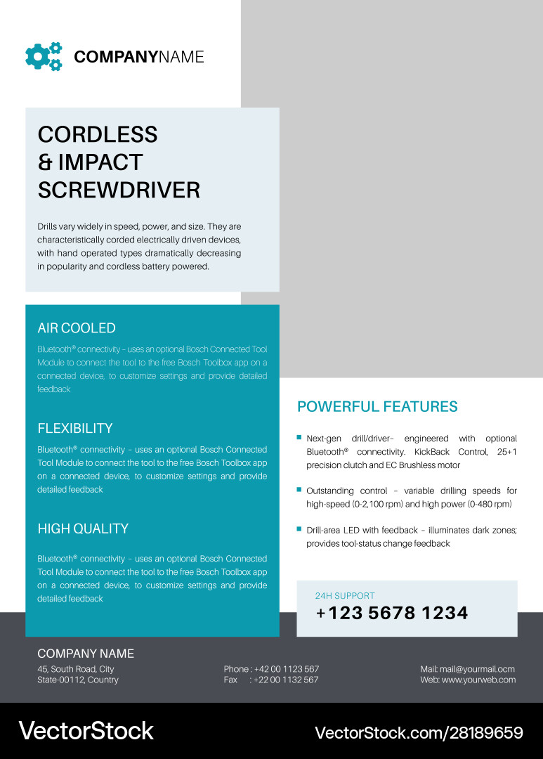 Technical data flyer template a4 flyers Royalty Free Vector