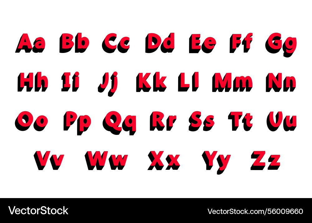 English alphabet letters with shadow Royalty Free Vector