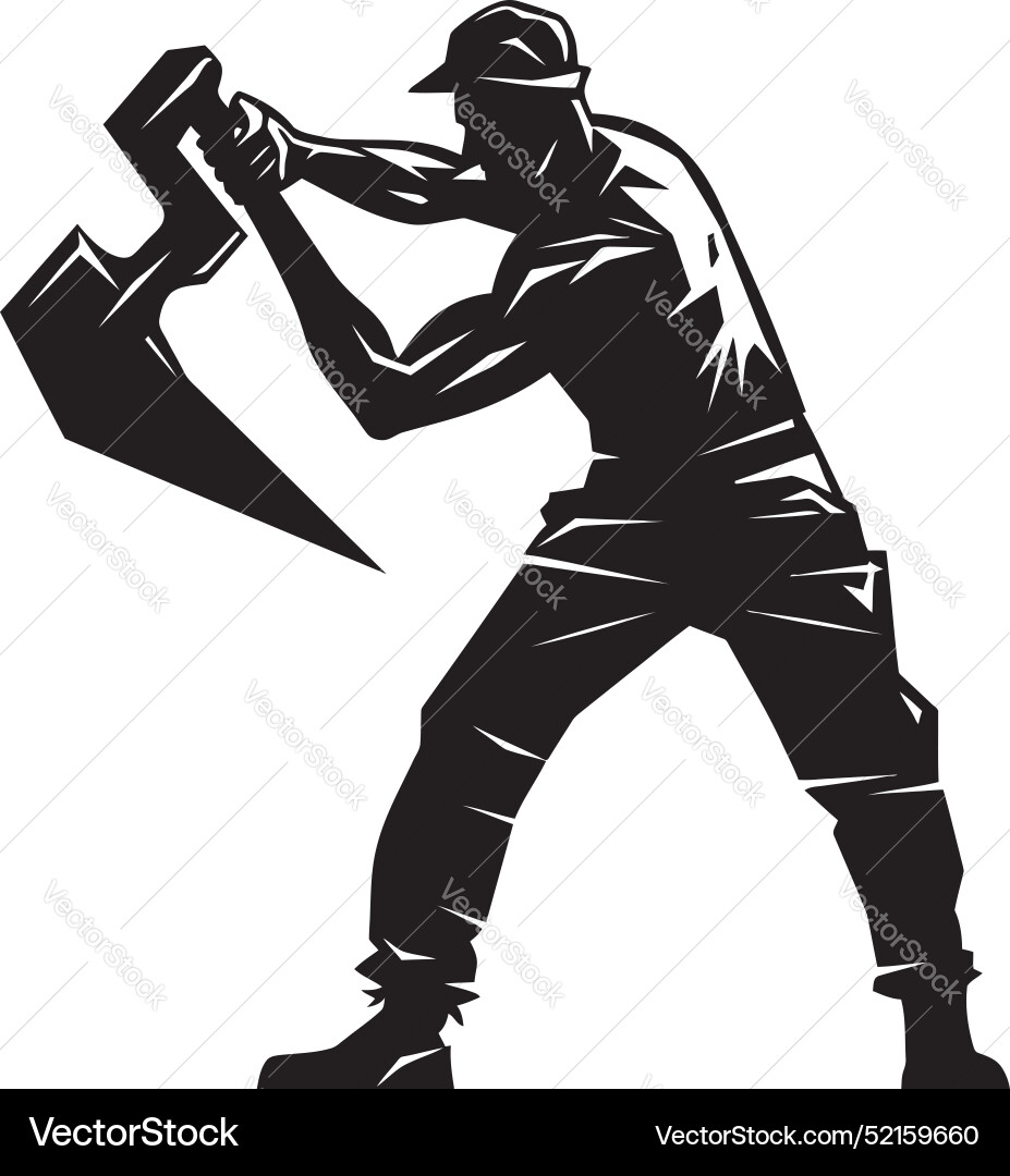 Hammering heights construction worker symbol Vector Image