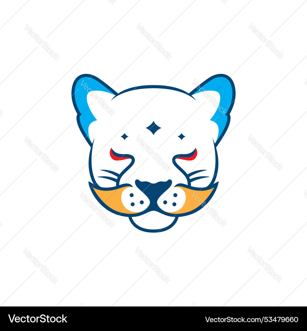 Leopard head animal predator line colorful logo Vector Image