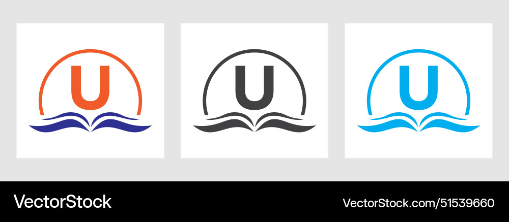 Letter u education logo book concept training Vector Image
