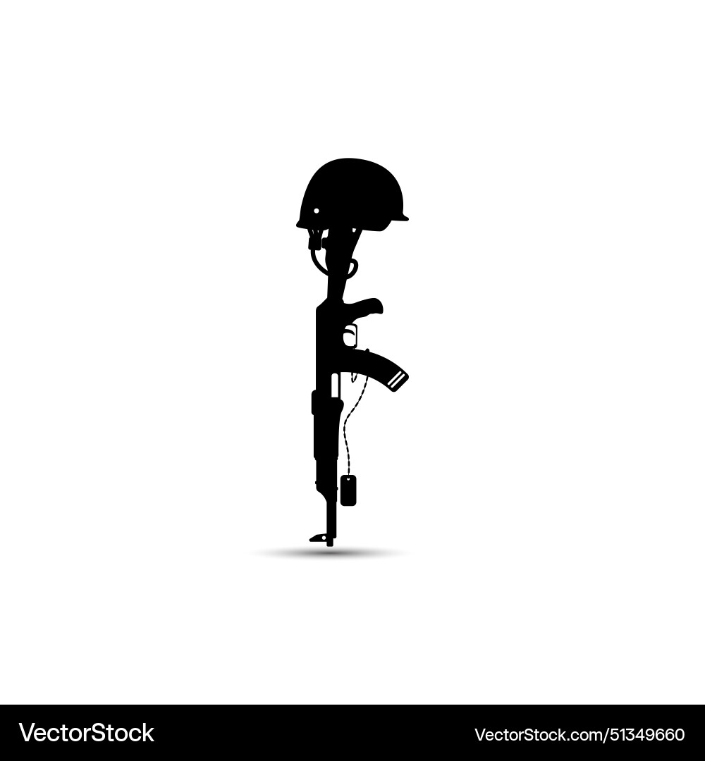 Machine gun and combat helmet Royalty Free Vector Image
