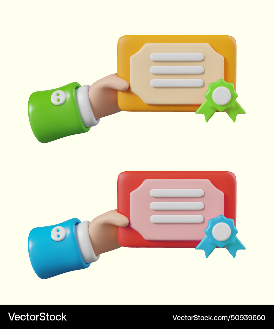 Realistic hand holding certificate with seal Vector Image