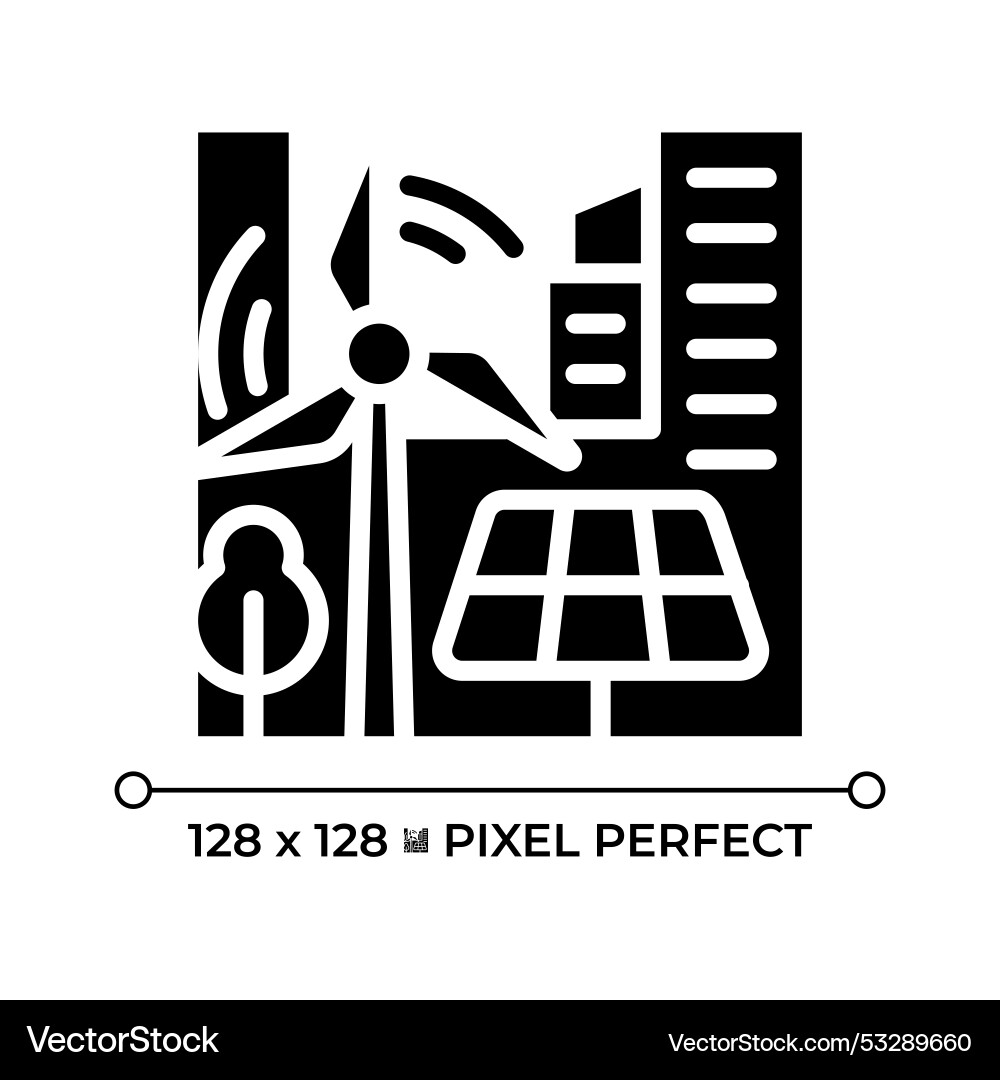 Renewable energy sources pixel perfect black Vector Image