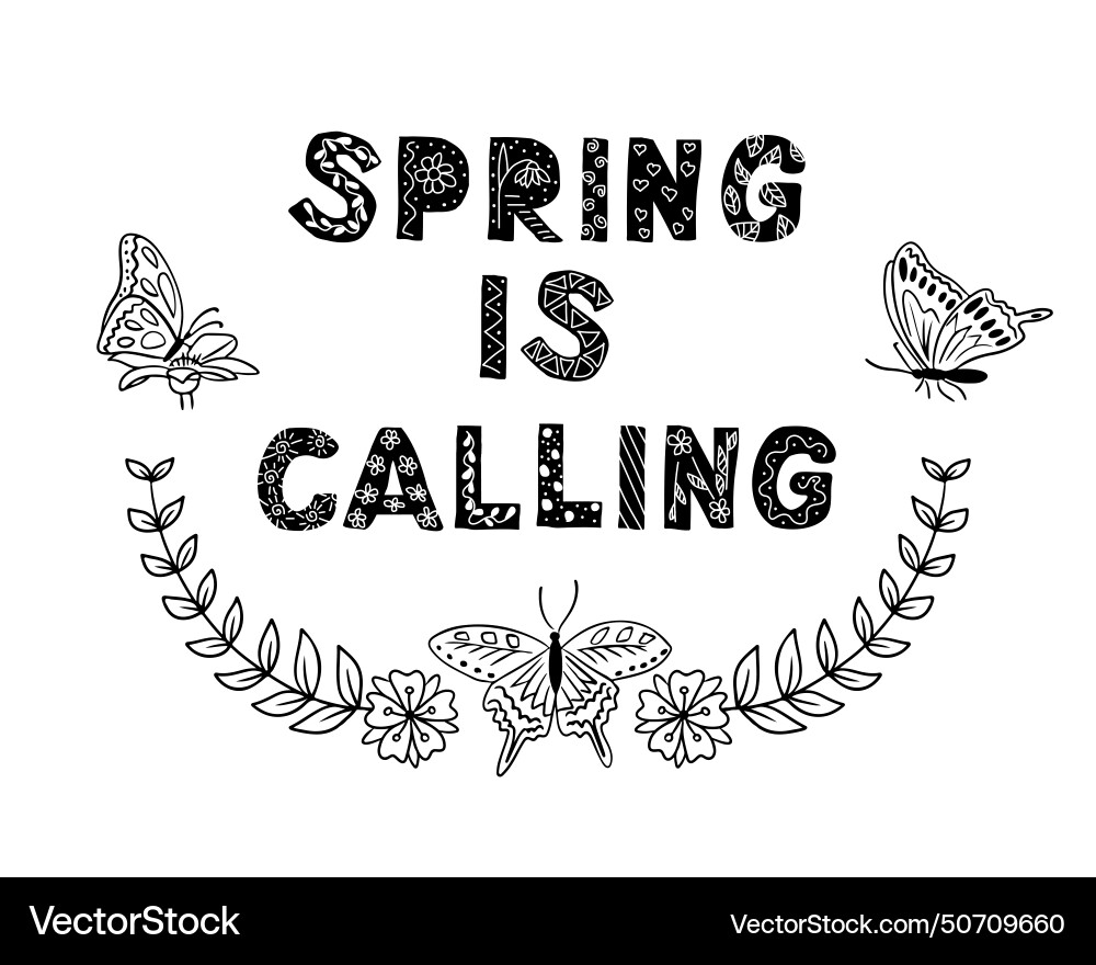 Springr lettering in scandinavian Royalty Free Vector Image
