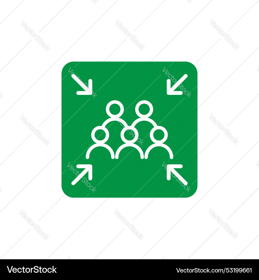 Assembly point icon set emergency fire meeting Vector Image