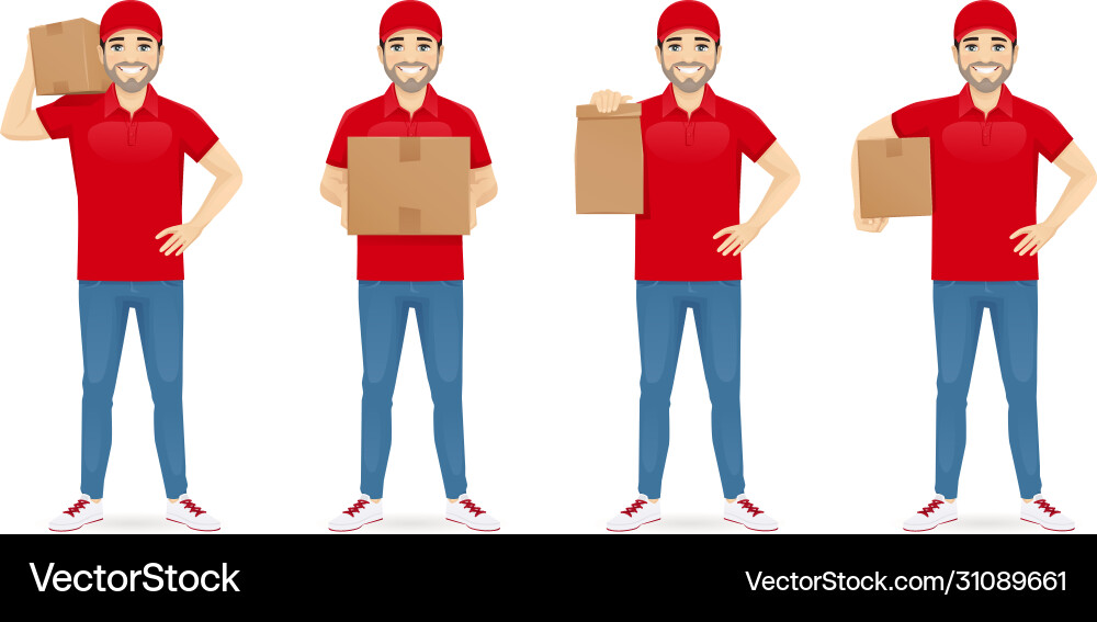 Delivery Man with Package Royalty Free Vector Image