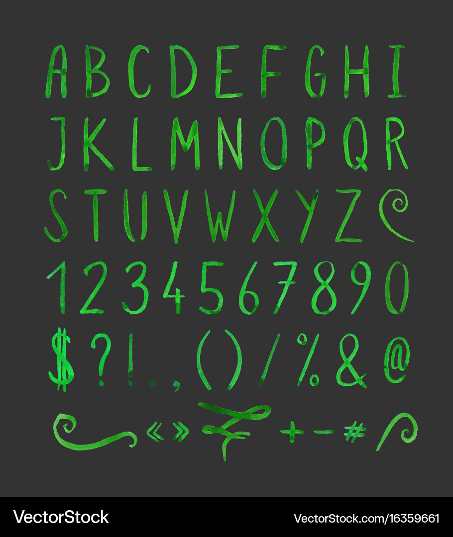 Handwritten font with punctuation marks Royalty Free Vector