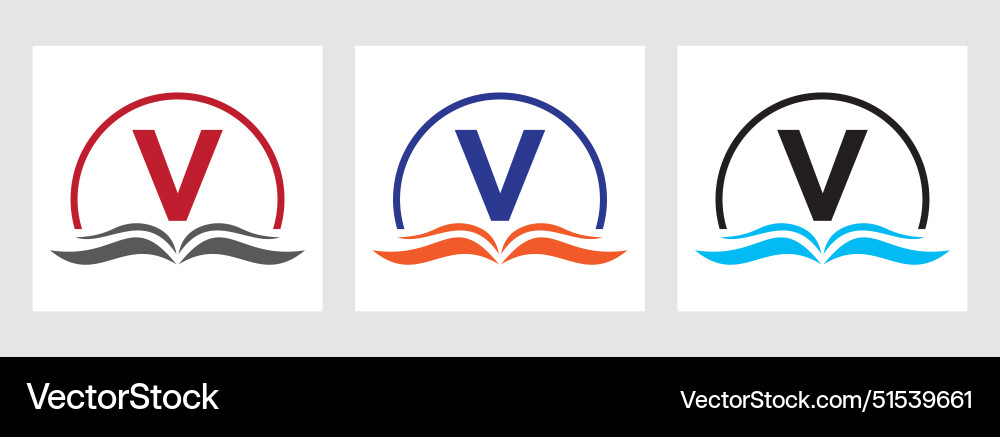 Letter v education logo book concept training Vector Image
