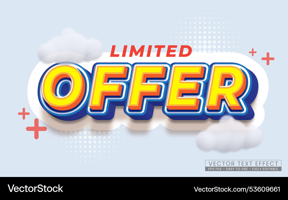 Offer sale with text effect editable 3d style Vector Image