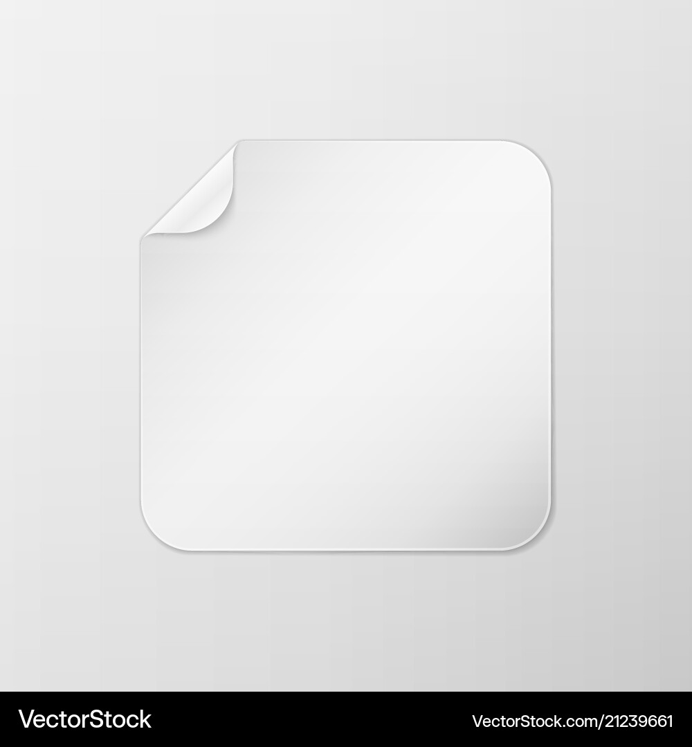 White square peel off paper sticker Royalty Free Vector