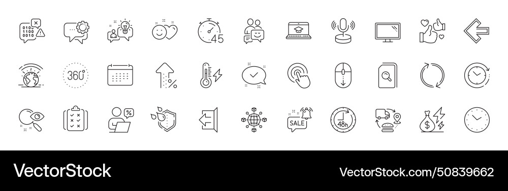 Calendar timer and scroll down line icons Vector Image