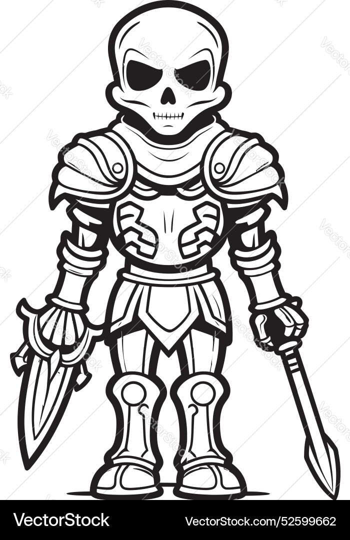 Dark sentinel skeleton knight icon in black Vector Image