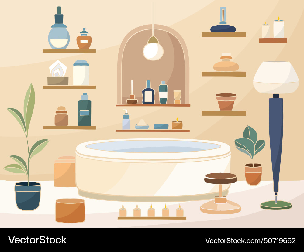 Flat style interior spa room scene Royalty Free Vector Image