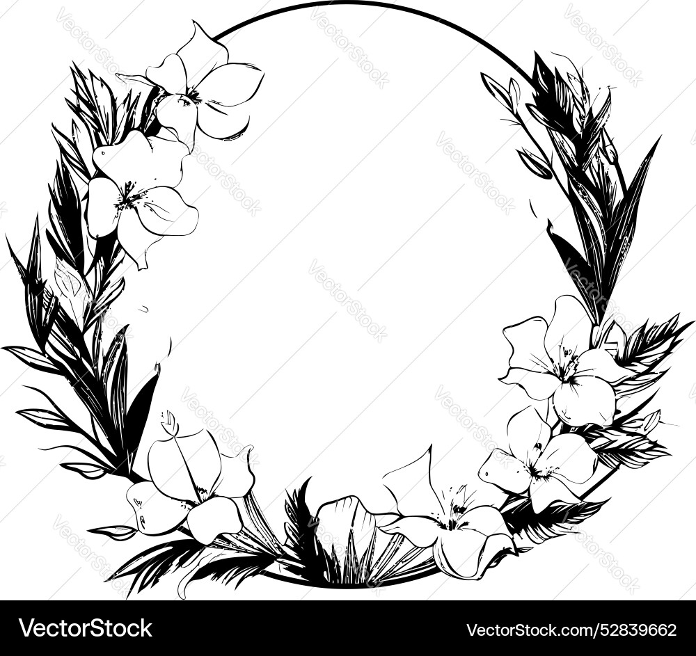 Floral framework flower and plant border paradise Vector Image