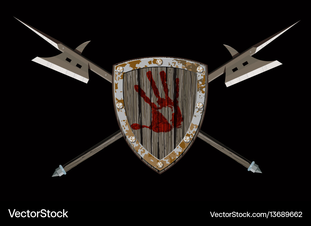 Medieval Shield with Halberds Royalty Free Vector Image