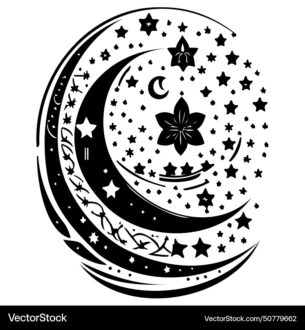 Moon star ramadan arabic islamic sketch draw Vector Image