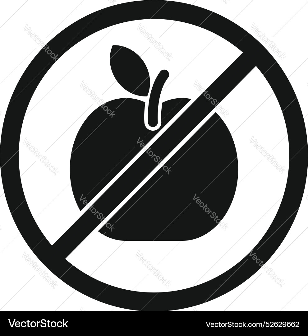 No apple sign depicting forbidden fruit healthy Vector Image