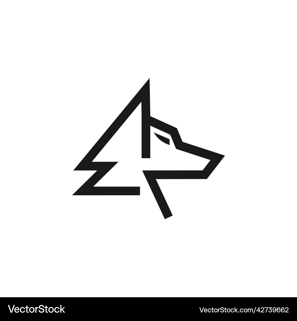 Simple wolf line logo design Royalty Free Vector Image