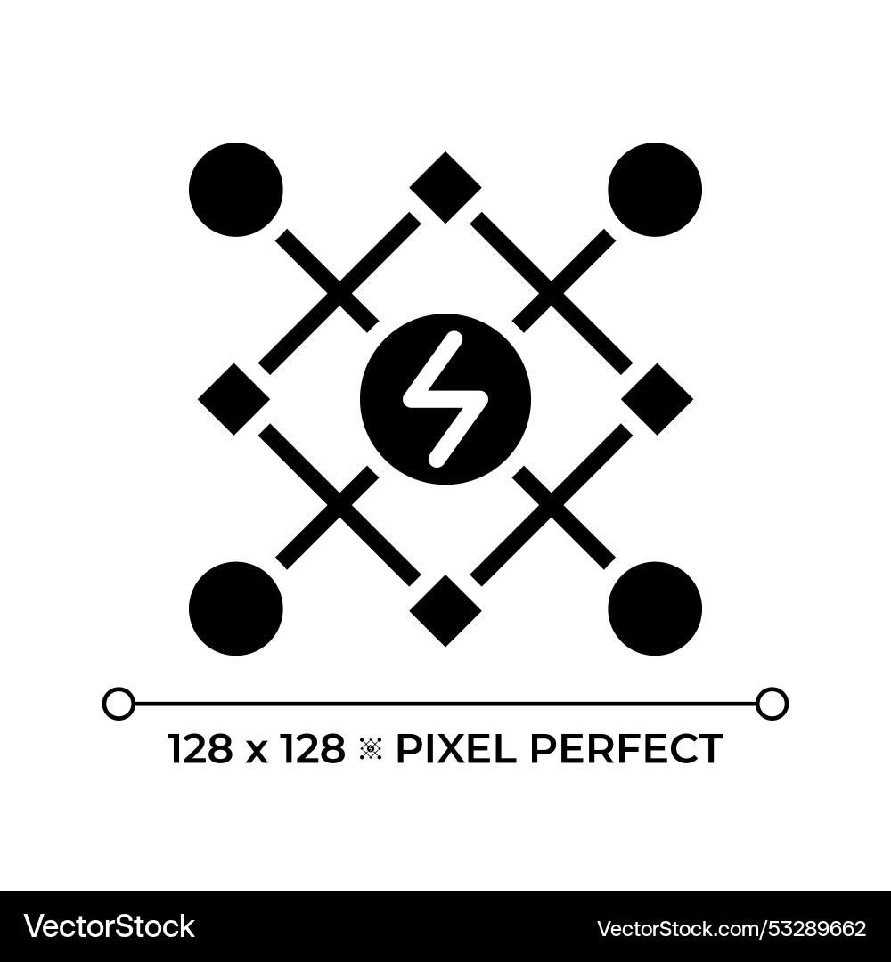 Smart energy grid pixel perfect black glyph icon Vector Image