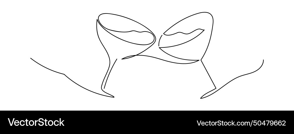 Two martini glasses line art Royalty Free Vector Image