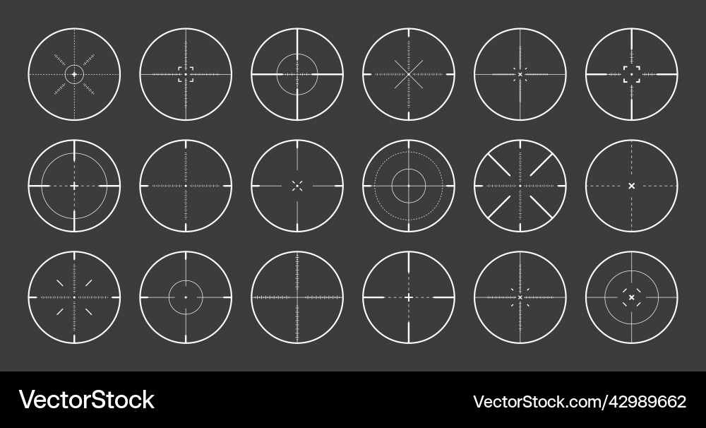 Various sniper rifle sights weapon optical scope Vector Image