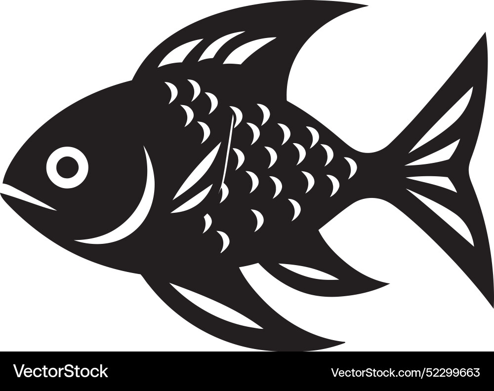 Abyssal aquatic nocturne black fish Royalty Free Vector