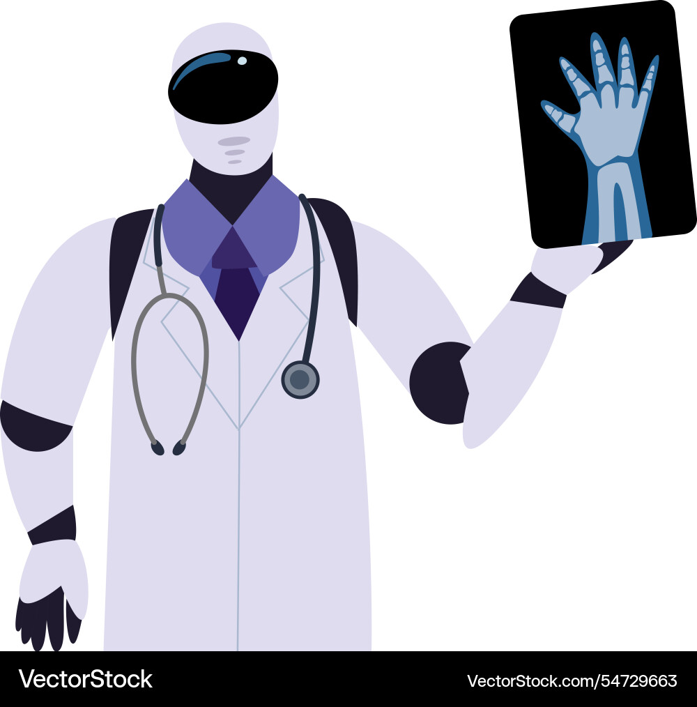 Ai medicine doctor robot with x ray Royalty Free Vector