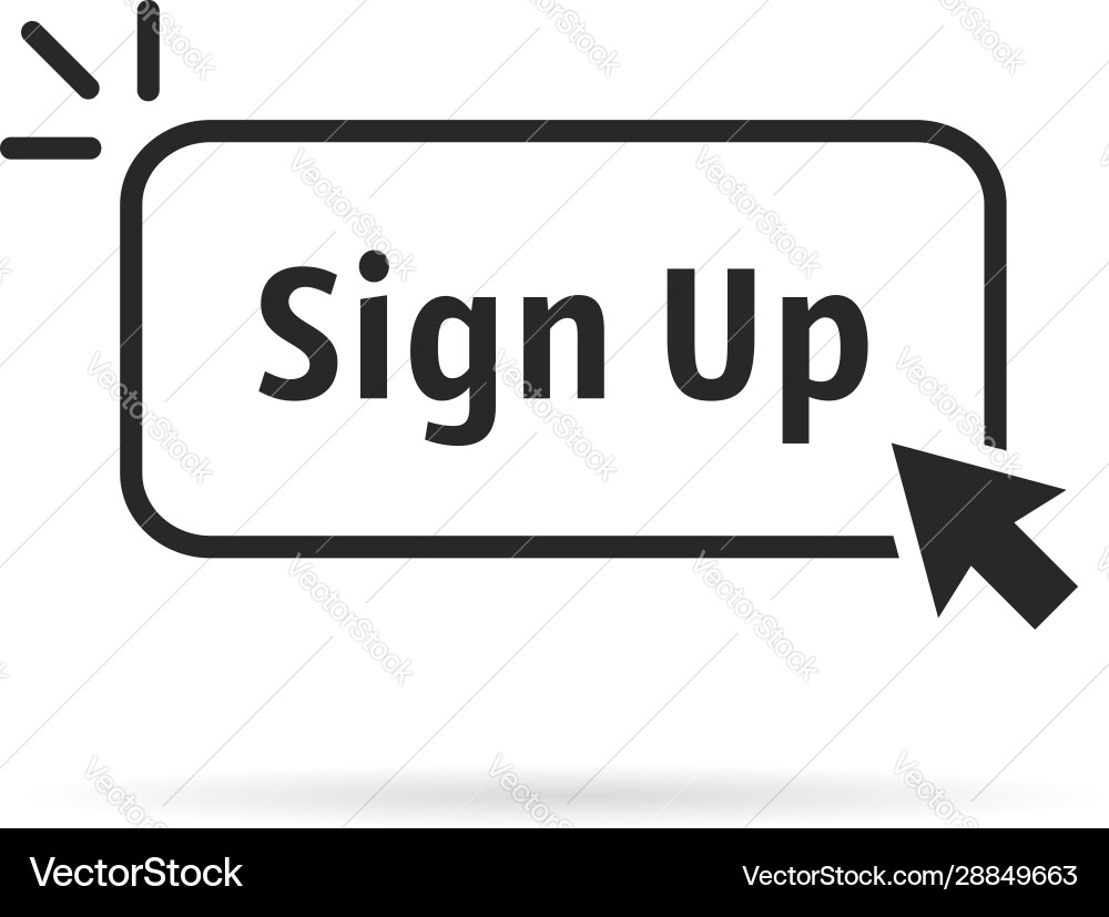 Black Sign Up Button - Linear Royalty Free Vector Image
