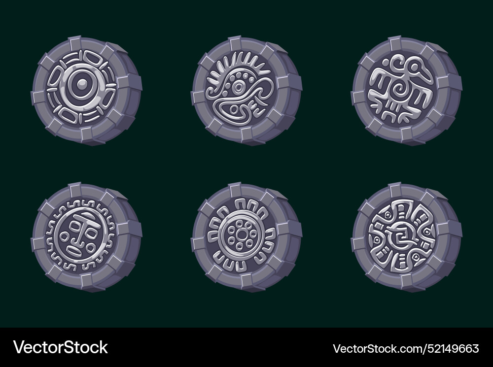 Design of stone symbols ancient aztec Royalty Free Vector