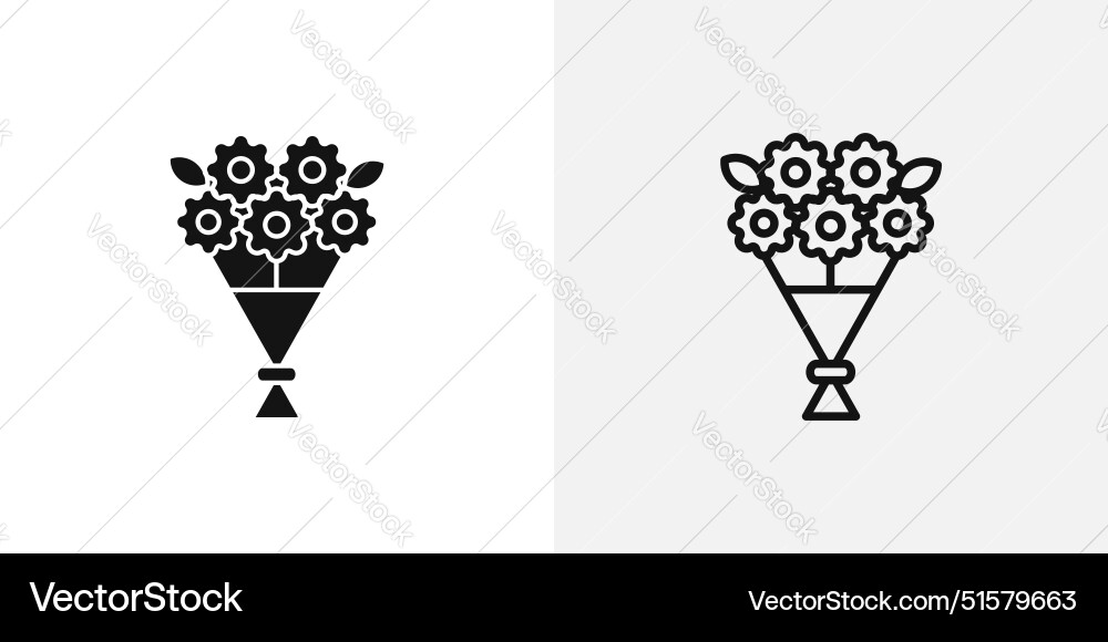 Flower bouquet icon set Royalty Free Vector Image