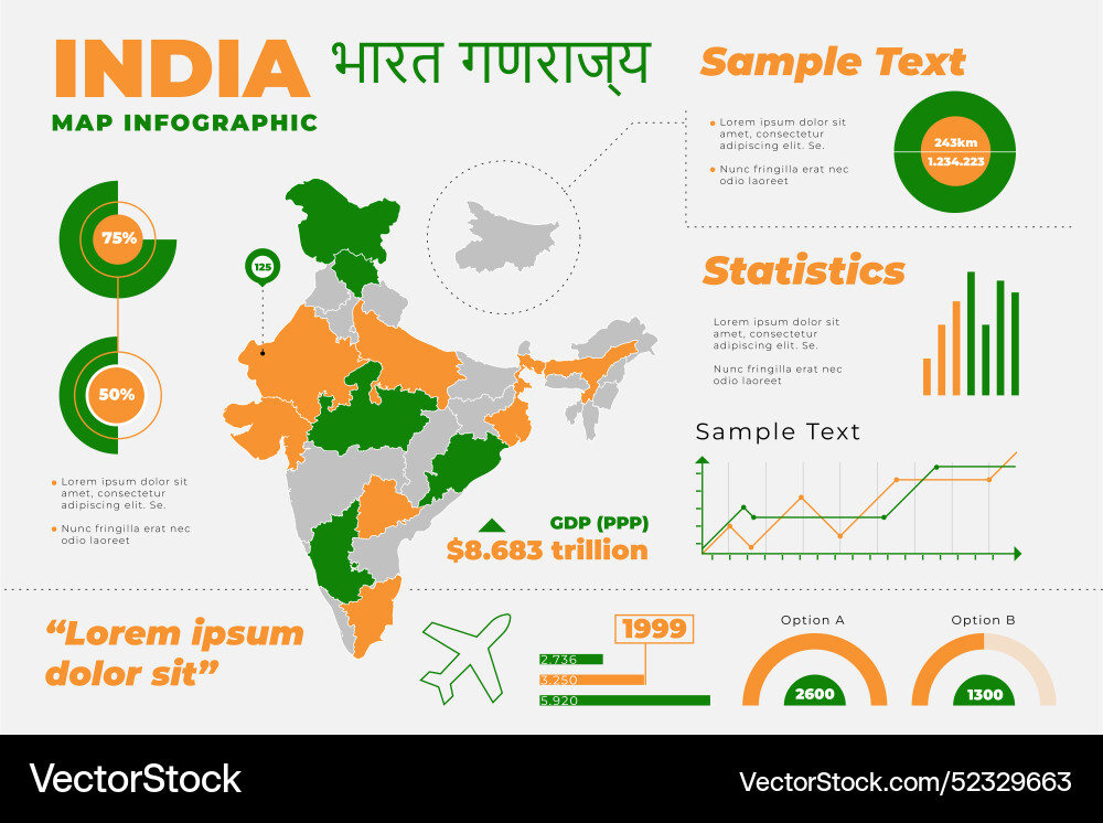 India map infographics Royalty Free Vector Image