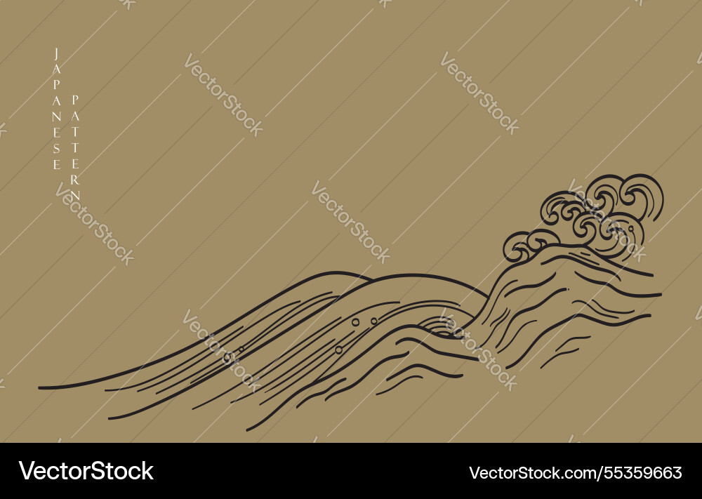 Japanese hand drawn wave pattern nature art Vector Image