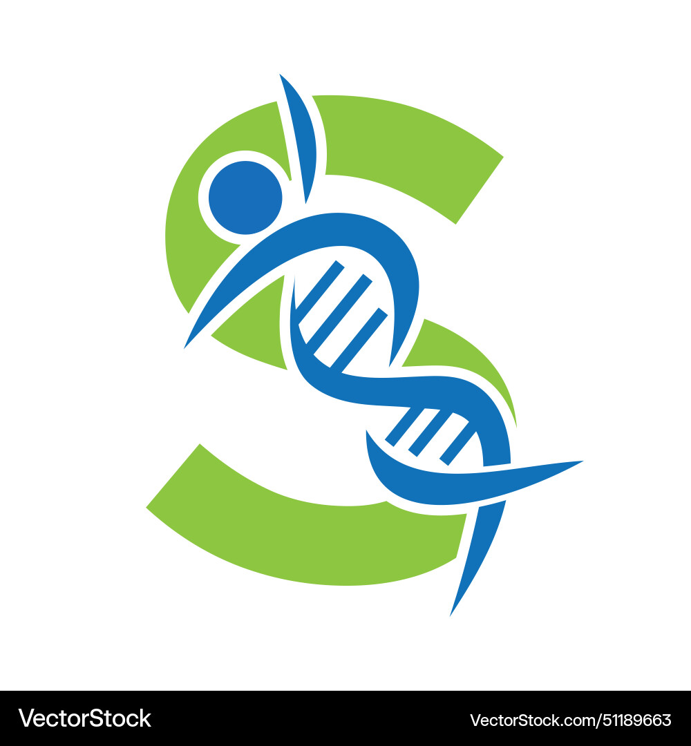 Letter s dna logo with human symbol cell icon Vector Image