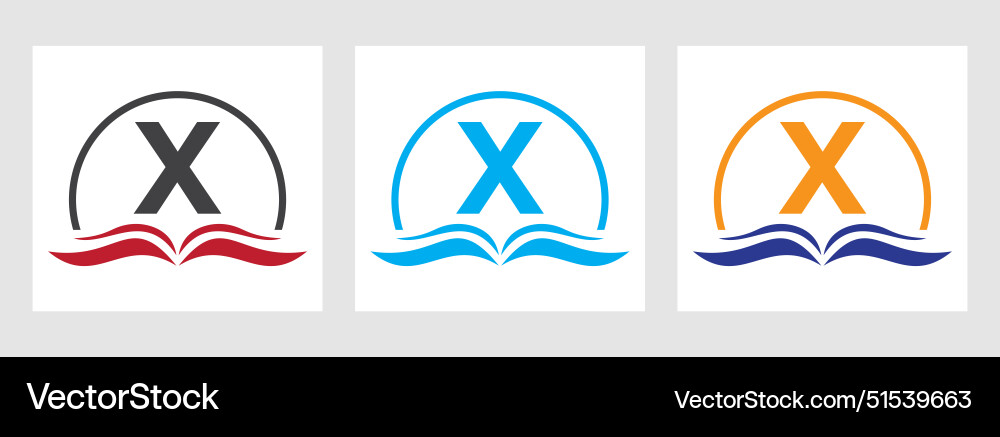 Letter x education logo book concept training Vector Image