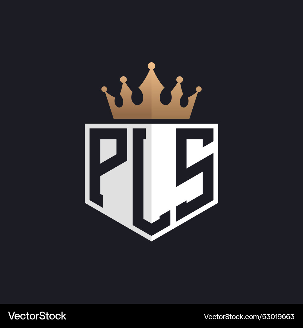 Luxury pls logo with crown elegant initials Vector Image