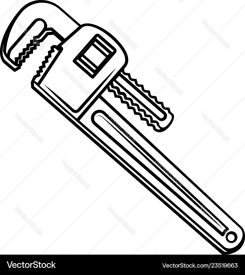 Plumbing key outline Royalty Free Vector Image