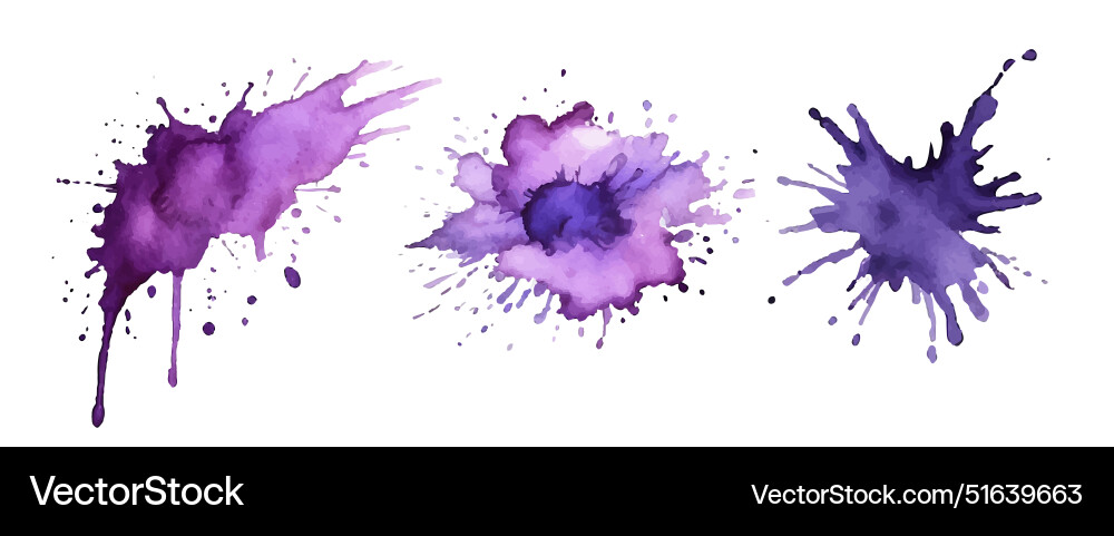 Purple ink watercolor splash paint blob Royalty Free Vector