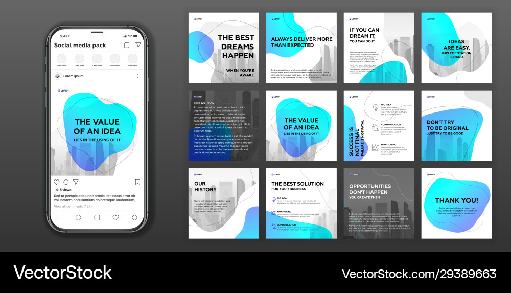 Social media post templates set Royalty Free Vector Image