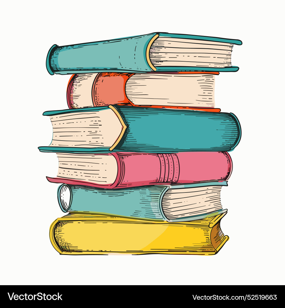 Stack colorful hardcover books stacked vertically Vector Image
