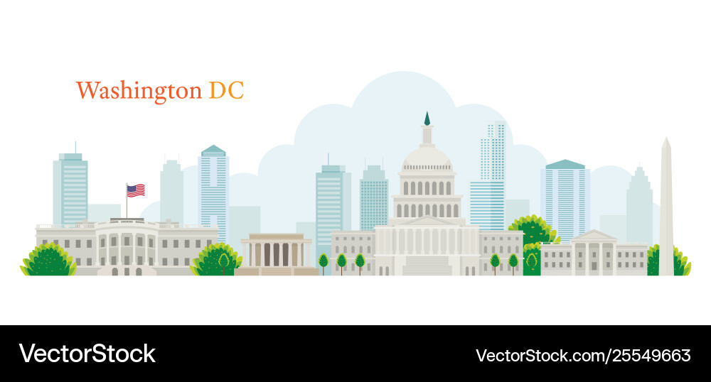 Washington dc landmarks skyline and skyscraper Vector Image