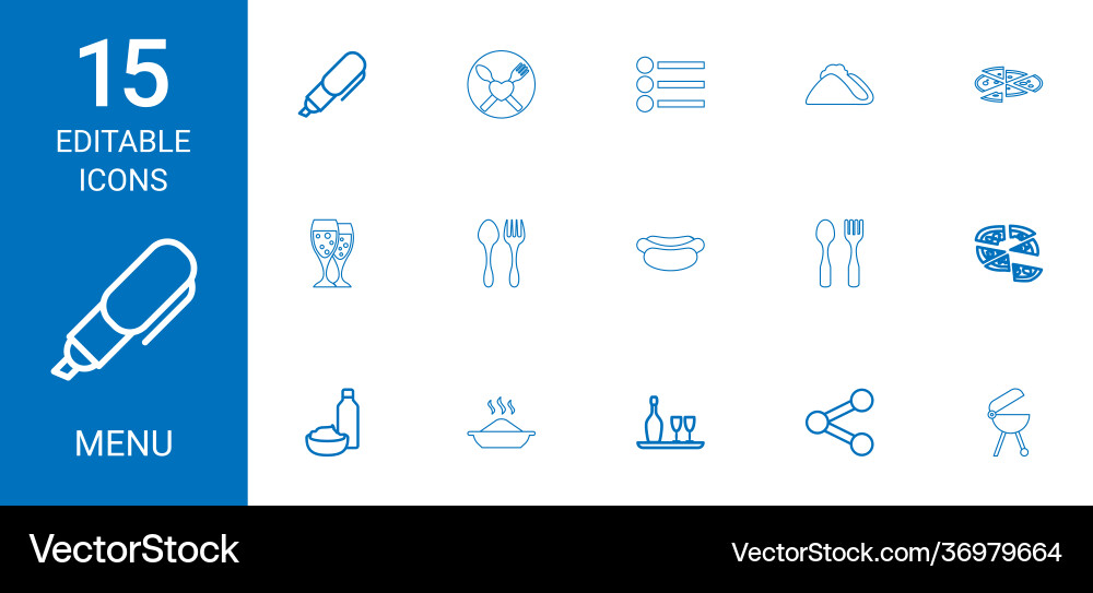 15 menu icons Royalty Free Vector Image - VectorStock