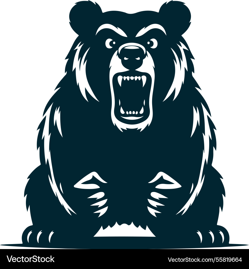 Angry beast bear silhouette Royalty Free Vector Image