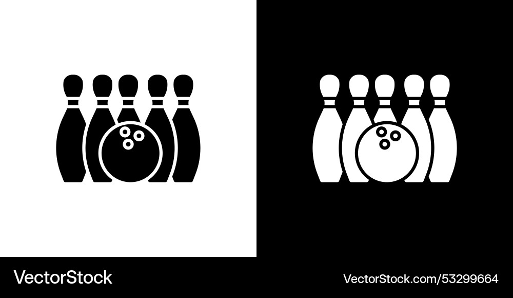 Bowling game icon outline sign symbol set Vector Image