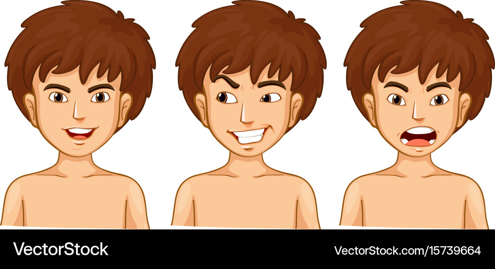 Boy in three emotions Royalty Free Vector Image