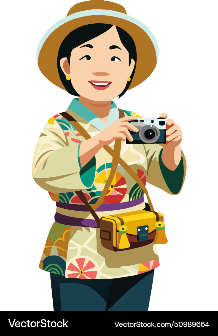 Elderly chinese tourist on vacation Royalty Free Vector