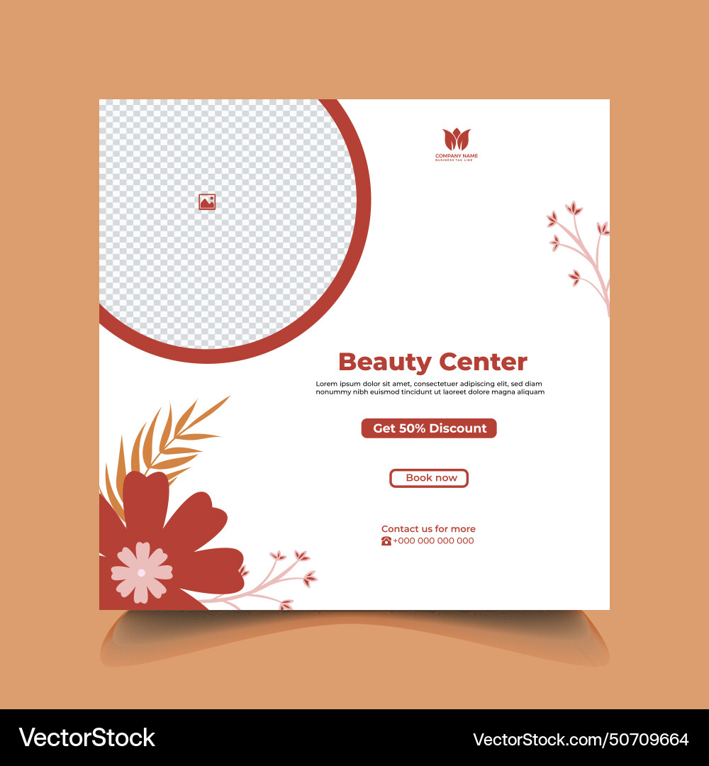 Elegant beauty social media post template Vector Image