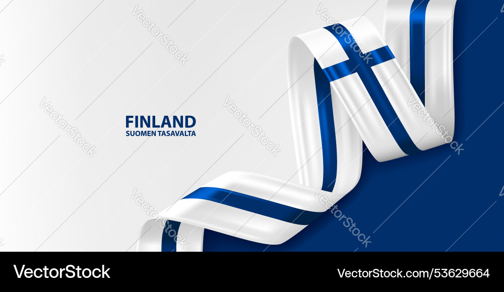 Finland 3d ribbon flag Royalty Free Vector Image